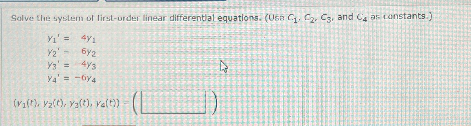Solved Solve the system of first-order linear differential | Chegg.com