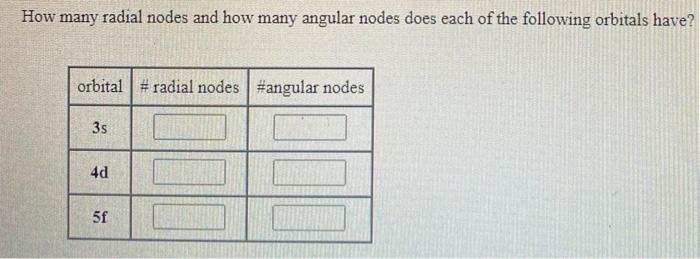 Solved How many radial nodes and how many angular nodes does | Chegg.com