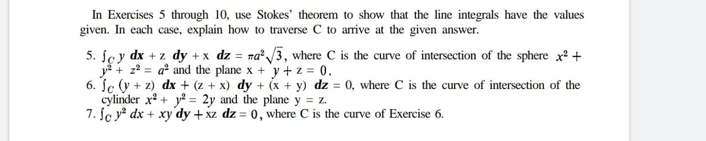 Solved In Exercises 5 through 10, use Stokes' theorem to | Chegg.com