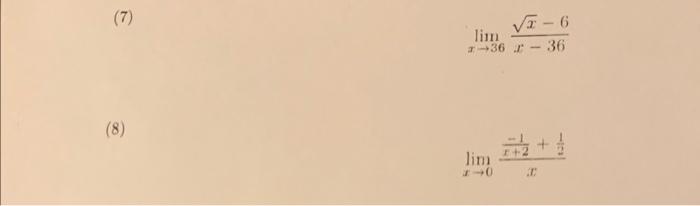 Solved Finite Limits For each of the following limits, use | Chegg.com