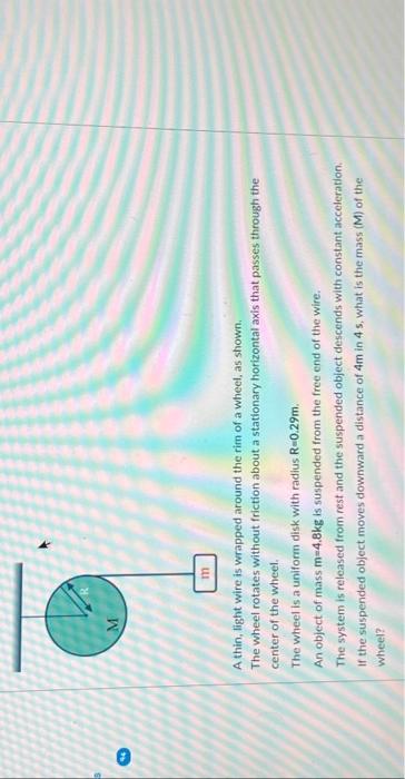 Solved A thin, light wire is wrapped around the rim of a | Chegg.com