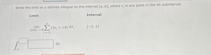 Solved Write the limit as a definite integral on the | Chegg.com