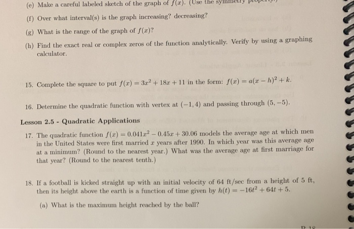 Solved (e) Make a careful labeled sketch of the graph of | Chegg.com