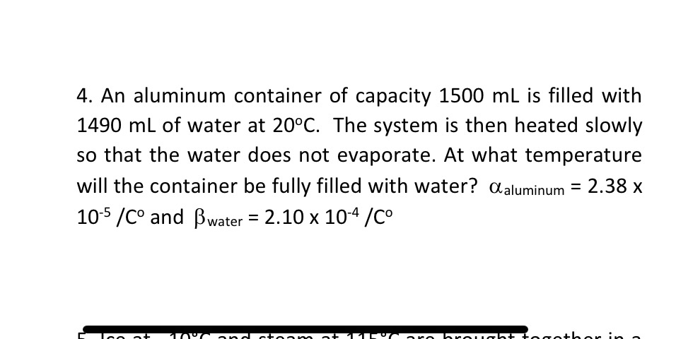 Solved An aluminum container of capacity 1500 ﻿mL is filled | Chegg.com