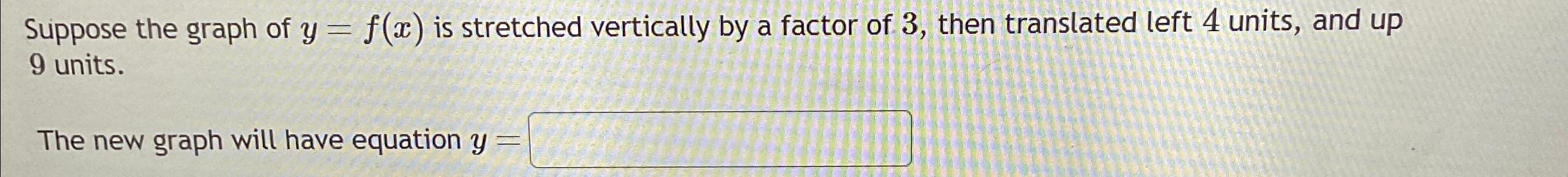 Solved Suppose the graph of y=f(x) ﻿is stretched vertically | Chegg.com