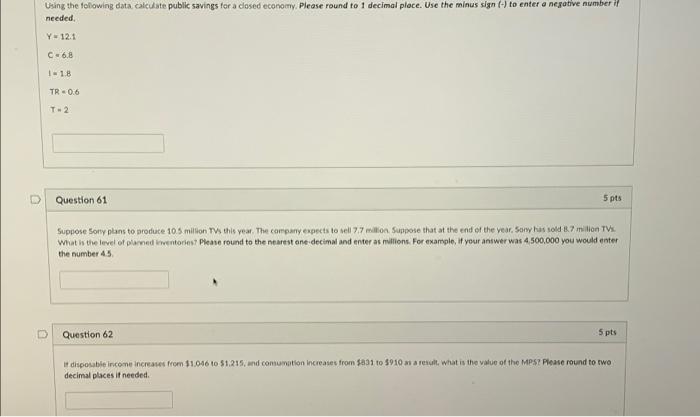 Solved Using the following data calculate public savings for | Chegg.com