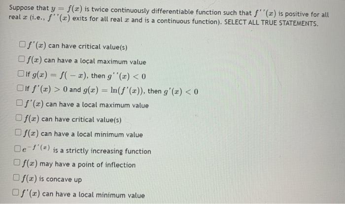 Solved Suppose that y = f() is twice continuously | Chegg.com