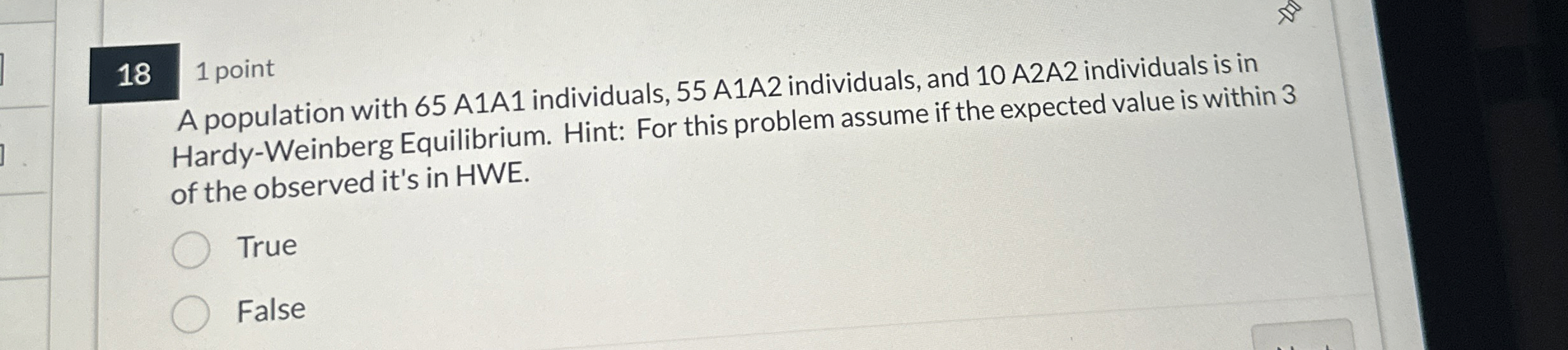 Solved 18A population with 65 ﻿A1A1 ﻿individuals, 55 ﻿A1A2 | Chegg.com