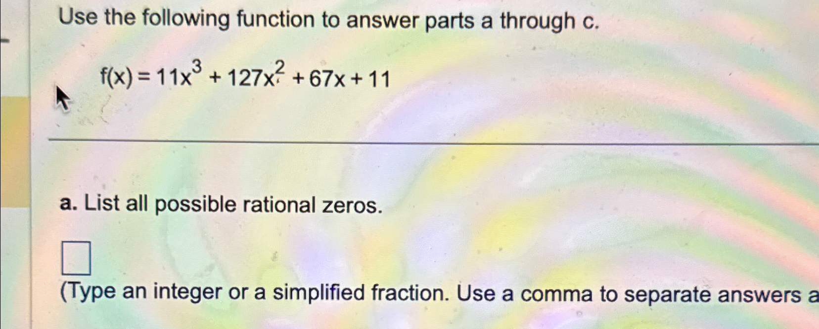 Solved Use the following function to answer parts a through | Chegg.com