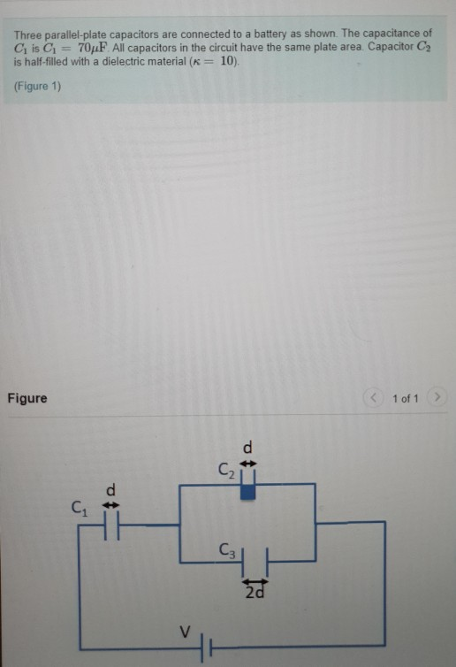 Solved Three parallel-plate capacitors are connected to a | Chegg.com
