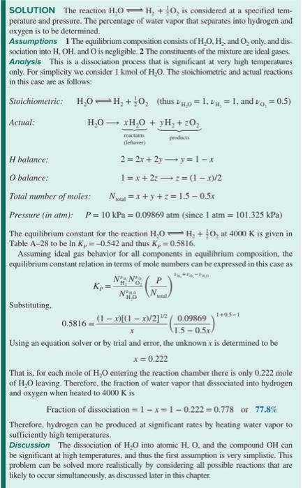 Solved EXAMPLE 16-2 Producing Hydrogen by Heating Water | Chegg.com
