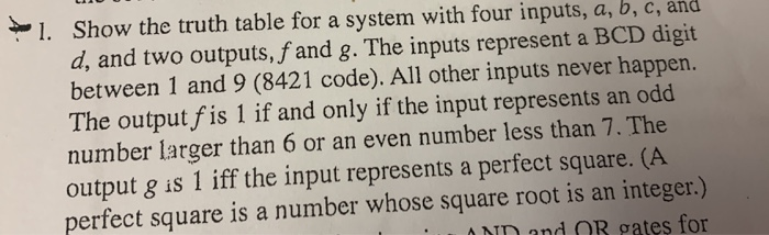 Solved 1. Show the truth table for a system with four | Chegg.com