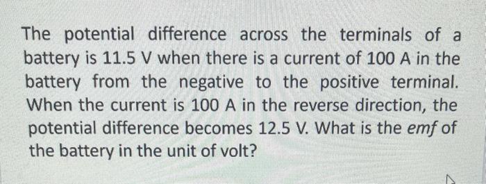 Solved The potential difference across the terminals of a | Chegg.com