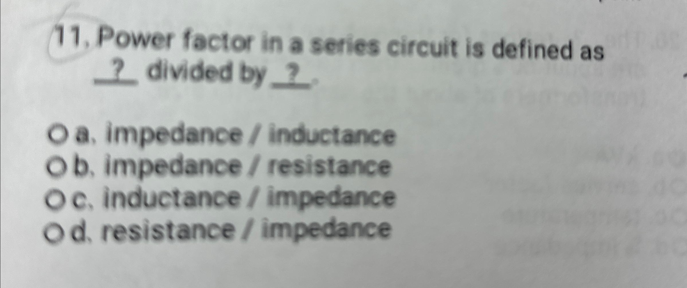 Solved Power factor in a series circuit is defined as ? | Chegg.com