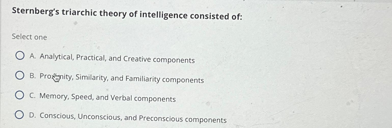 Solved Sternberg's triarchic theory of intelligence | Chegg.com