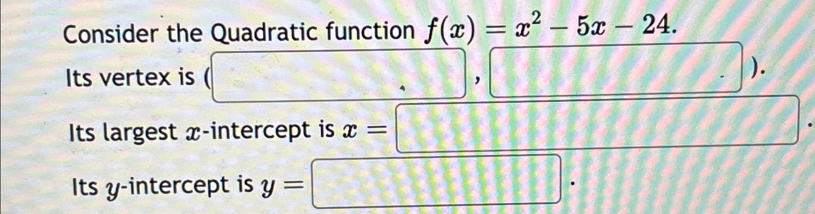 Solved Consider the Quadratic function f(x)=x2-5x-24. ﻿Its | Chegg.com