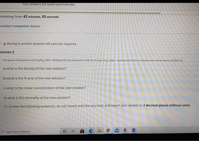 Solved Your answers are saved automatically. emaining Time: | Chegg.com