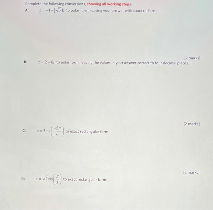 Solved Complete the following conversions, showing all | Chegg.com