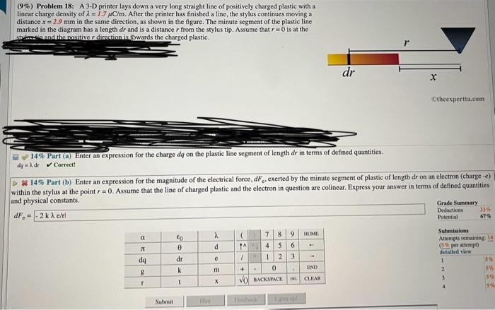 Solved (9%) Problem 18: A 3-D printer lays down a very long | Chegg.com