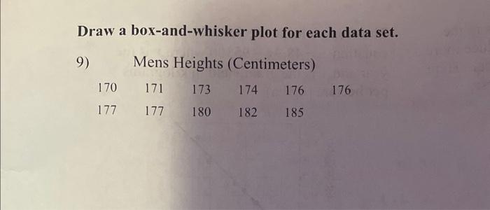 Solved Draw a box-and-whisker plot for each data set. | Chegg.com