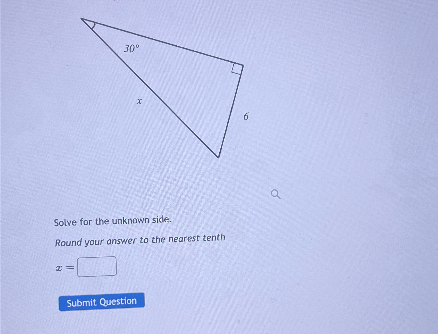 Solved Solve for the unknown side.Round your answer to the | Chegg.com