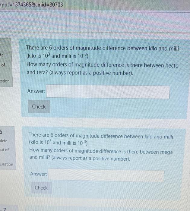 Solved There are 6 orders of magnitude difference between | Chegg.com