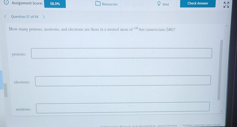 Solved Assignment Score: 58.5% Resources [ Give Up? Hint | Chegg.com