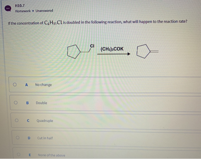 Solved H10.7 Homework Unanswered If the concentration of | Chegg.com