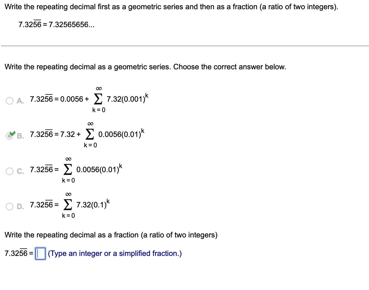 Solved Write the repeating decimal first as a geometric | Chegg.com