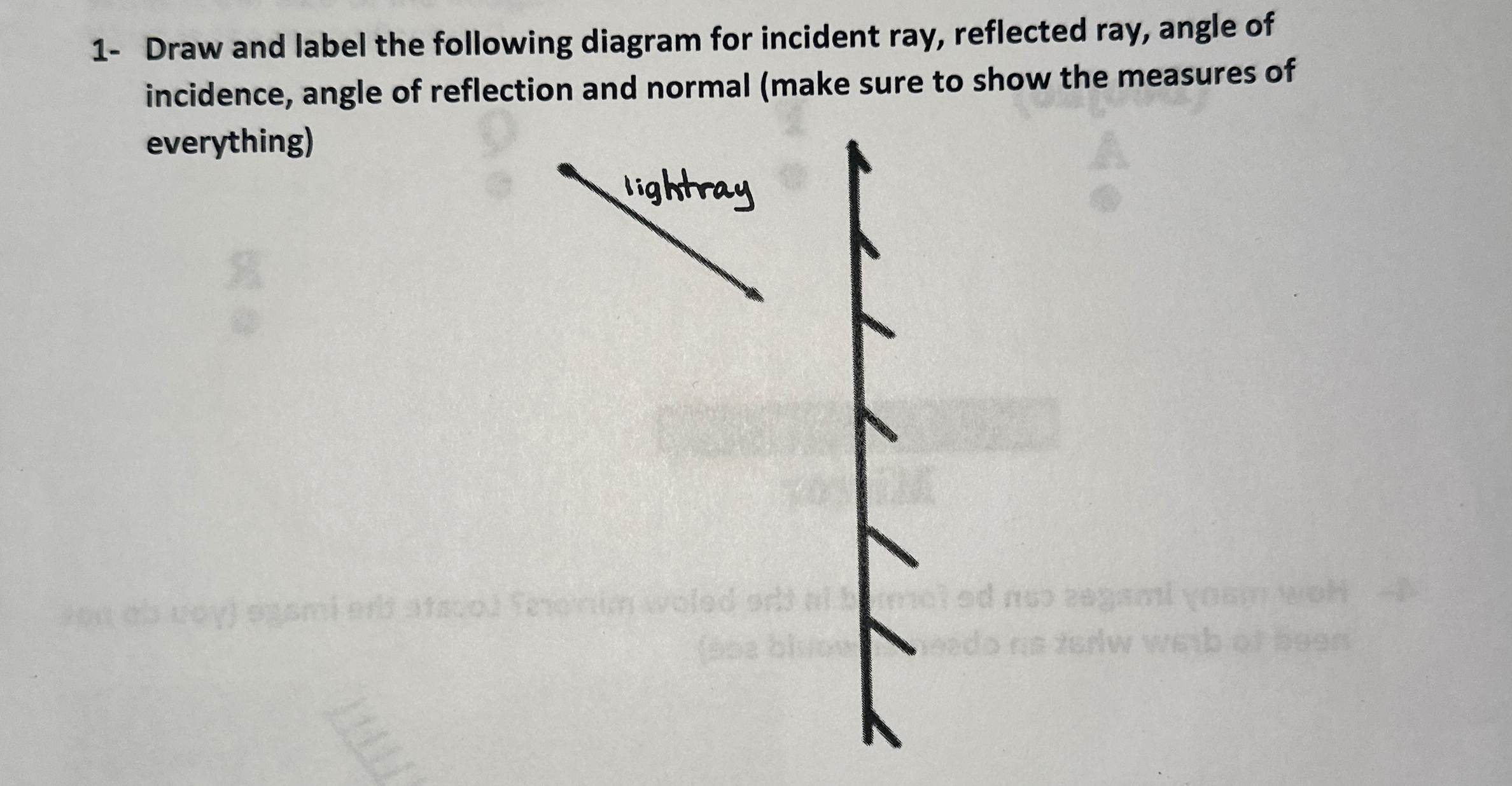 Solved 1- ﻿Draw and label the following diagram for incident | Chegg.com