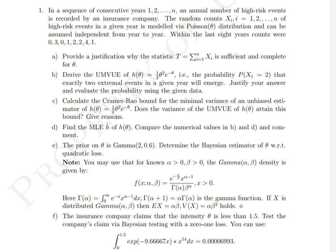 Solved 1. In a sequence of consecutive years 1, 2, ..., n, | Chegg.com