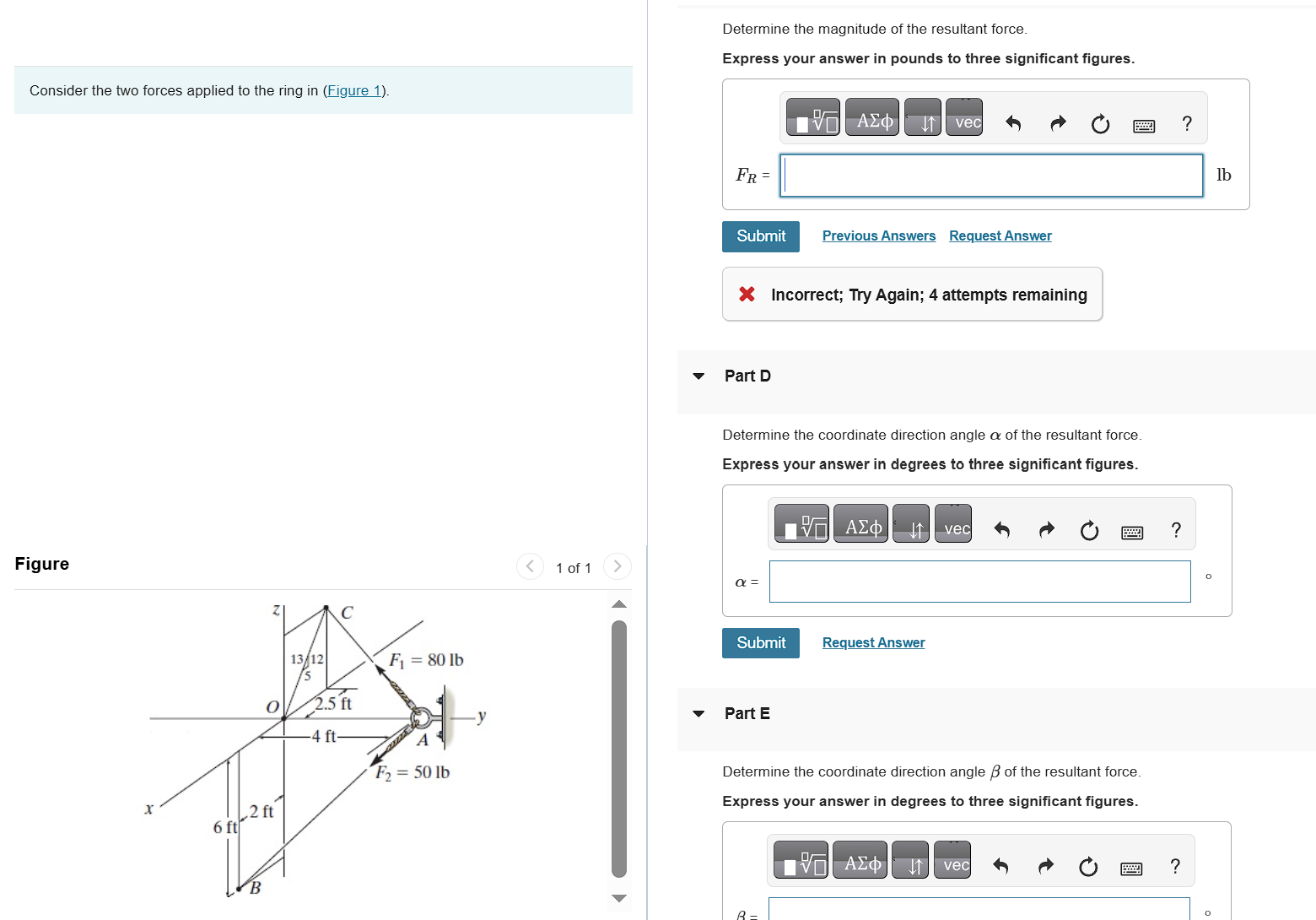 Solved Consider the two forces applied to the ring in | Chegg.com