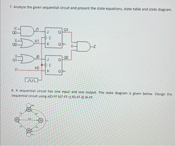Solved 7. Analyze the given sequential circuit and present | Chegg.com