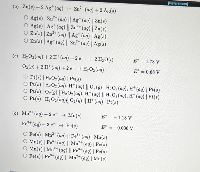 Solved Glve the standard line notation for each cell. (a) | Chegg.com