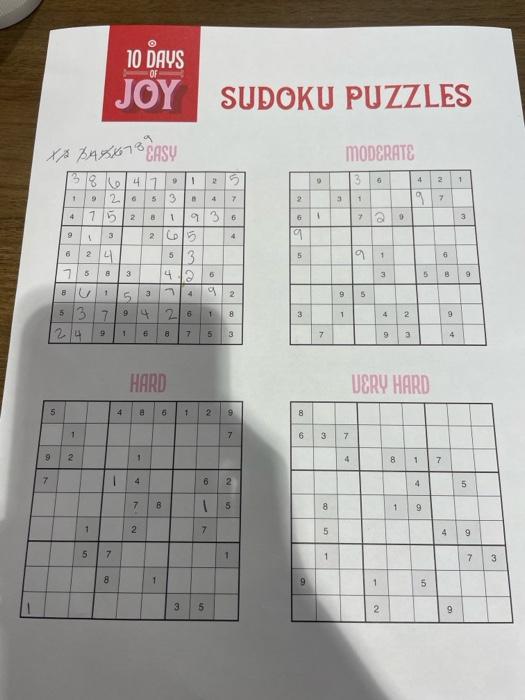 Solved SUDOKU PUZZLES | Chegg.com