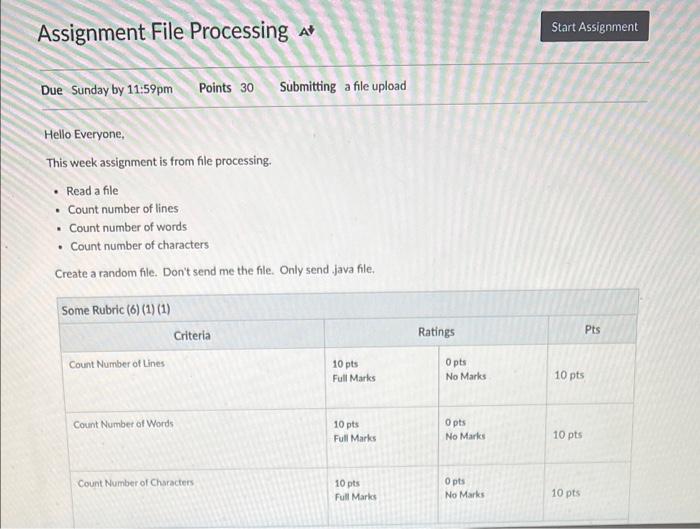 Solved Assignment File Processing An Start Assignment Due | Chegg.com