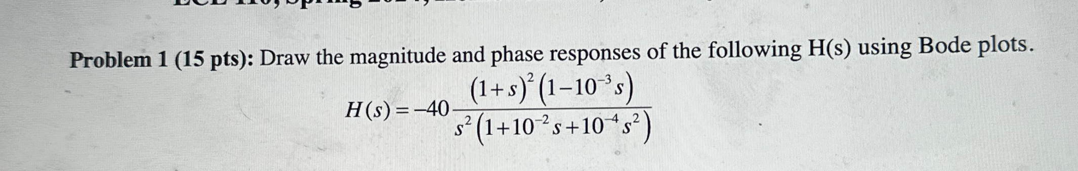 Solved Problem 1 (15 ﻿pts): Draw the magnitude and phase | Chegg.com