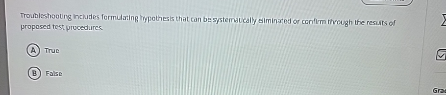 Solved Troubleshooting includes formulating hypothesis that | Chegg.com