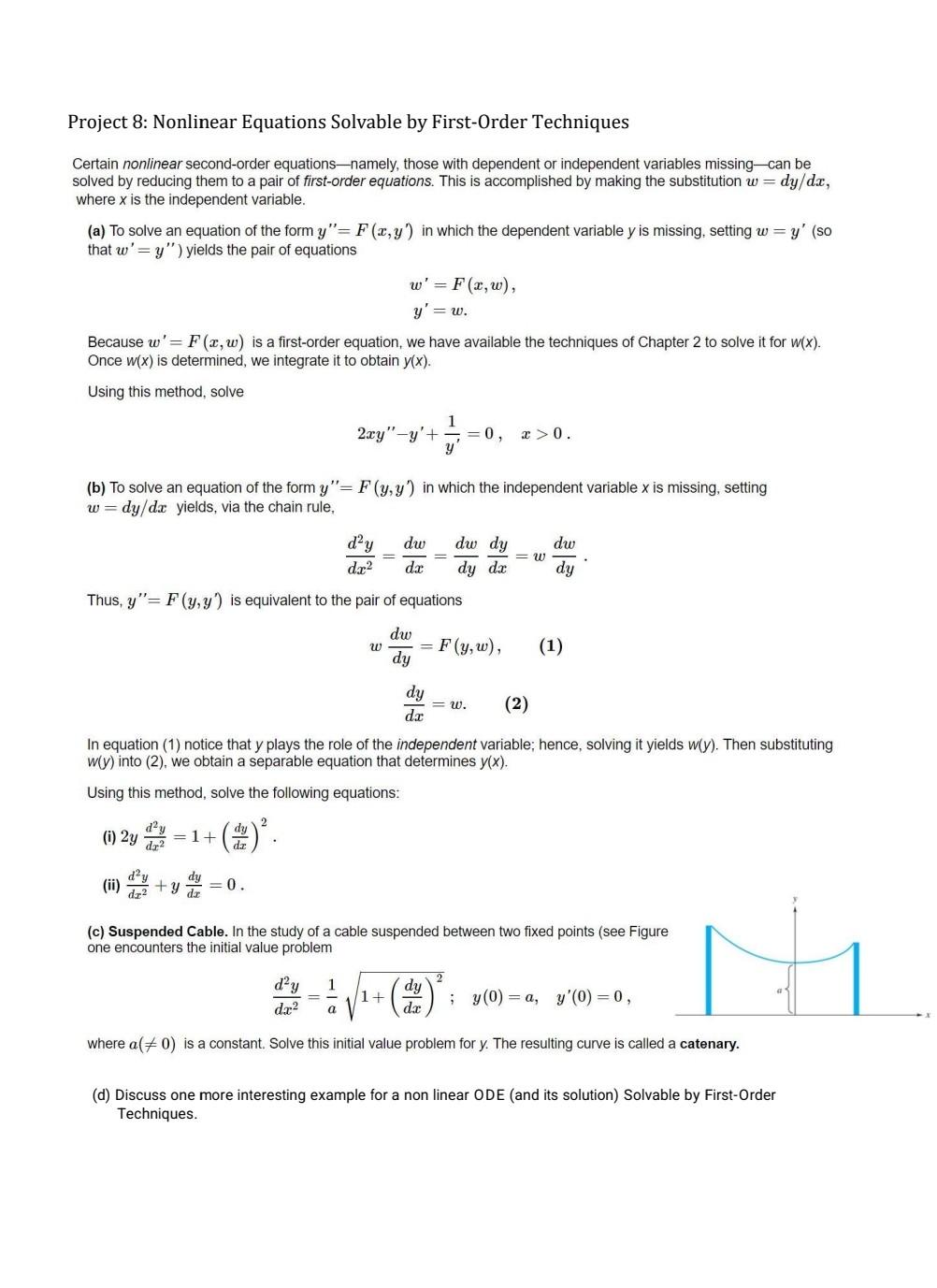 Solved Project 8: Nonlinear Equations Solvable by | Chegg.com