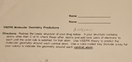 Solved Name Name VSEPR Molecular Geometry | Chegg.com