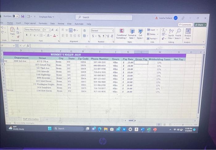 excel project for Intergrated business.. what formula | Chegg.com