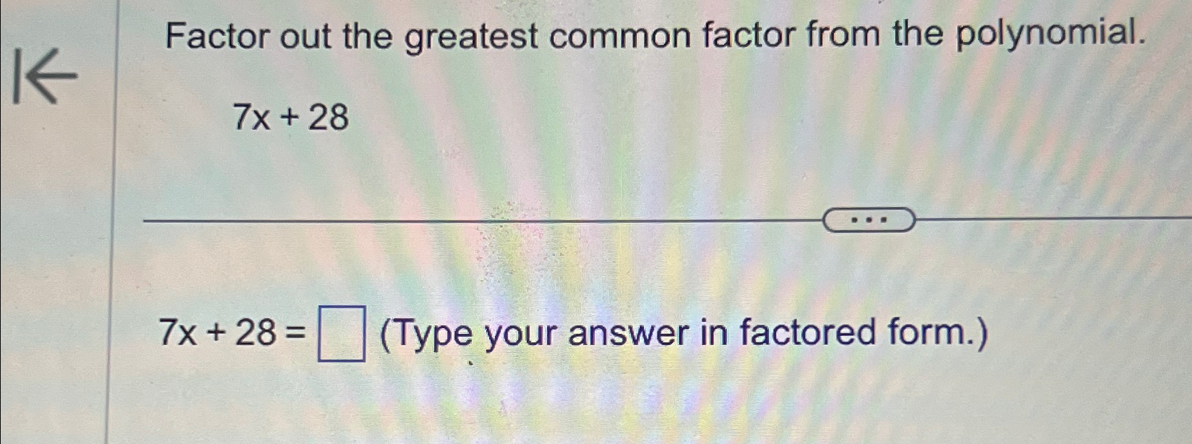 Solved Factor out the greatest common factor from the | Chegg.com