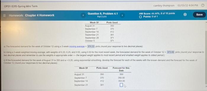 Solved OPSY5315 Spring Mini Term cambry thompson 02/01/22 | Chegg.com