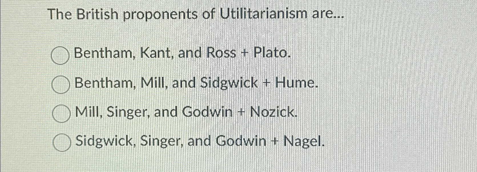 Solved The British proponents of Utilitarianism | Chegg.com