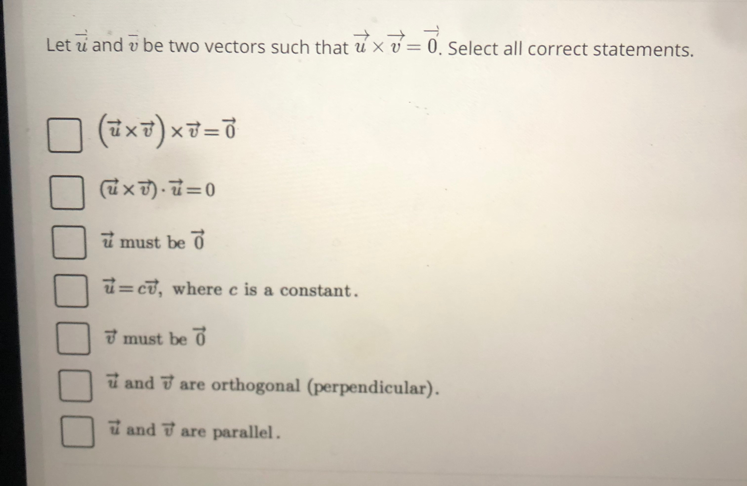 Solved Let vec(u) ﻿and ?bar (v) ﻿be two vectors such that | Chegg.com