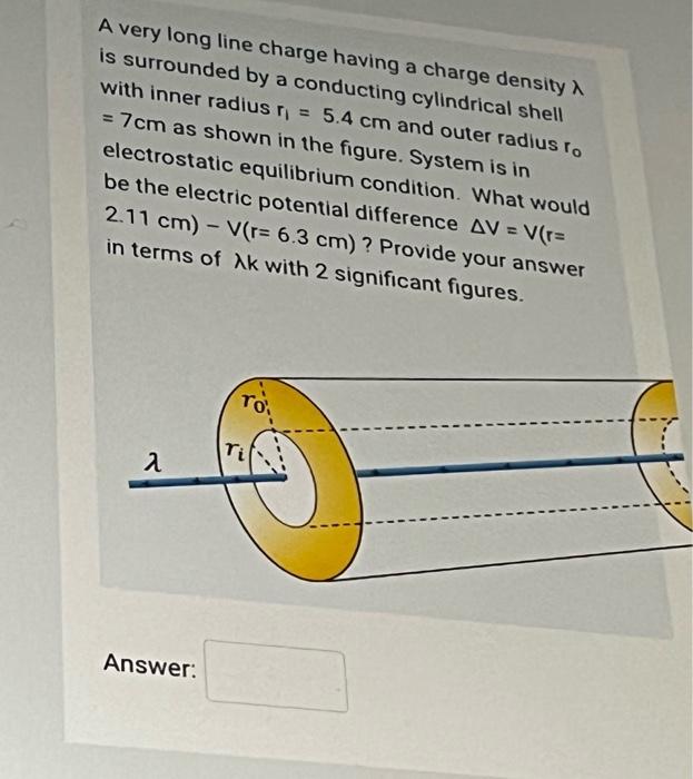 Solved A very long line charge having a charge density λ is | Chegg.com