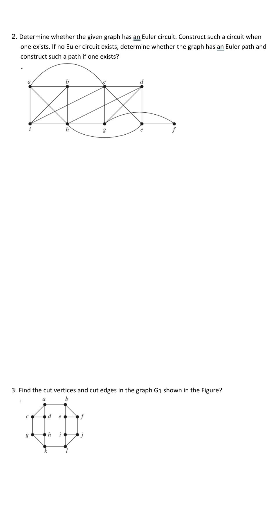 Solved 2. Determine whether the given graph has an Euler | Chegg.com