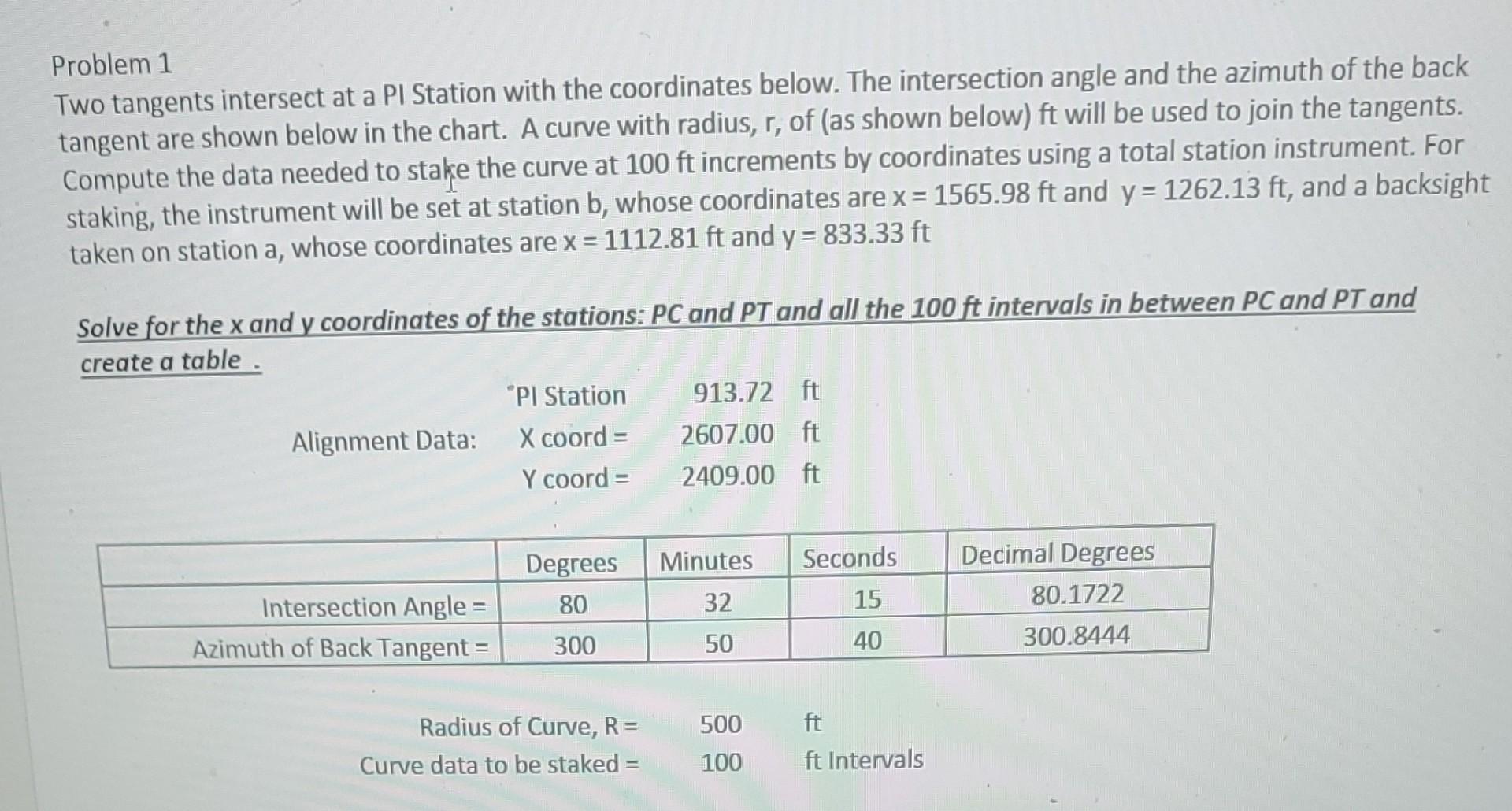 Solved Problem 2 Tabulate station elevations for an | Chegg.com