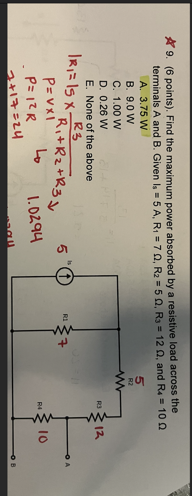 Solved (6 ﻿points). ﻿Find the maximum power absorbed by a | Chegg.com