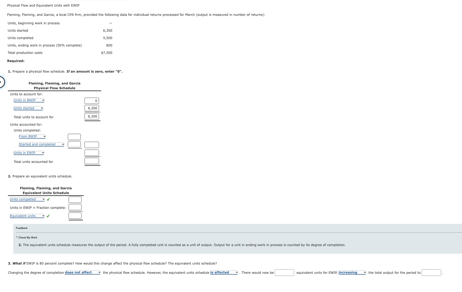 Physical Flow and Equivalent Units with EWIPUnits, | Chegg.com